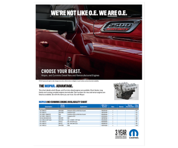 Mopar® and Cummins Engine Availability Chart | Mopar Repair Connect