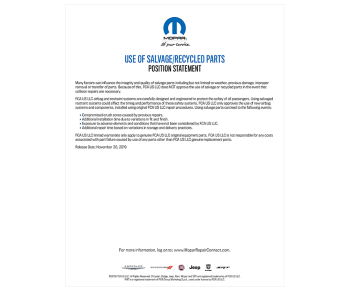 Use of Salvage-Recycled Parts | Mopar Repair Connect